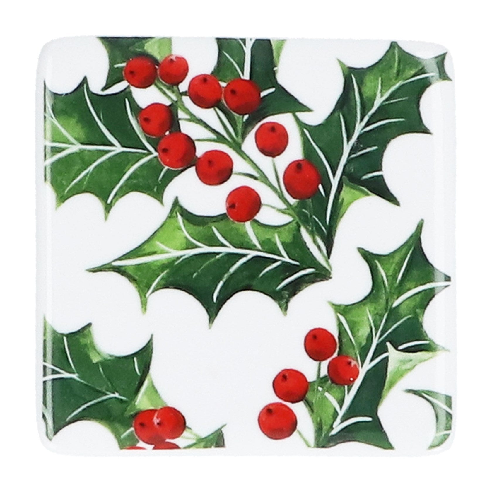 Collecting Seashells | Christmas Decor | Holly Porcelain Coaster