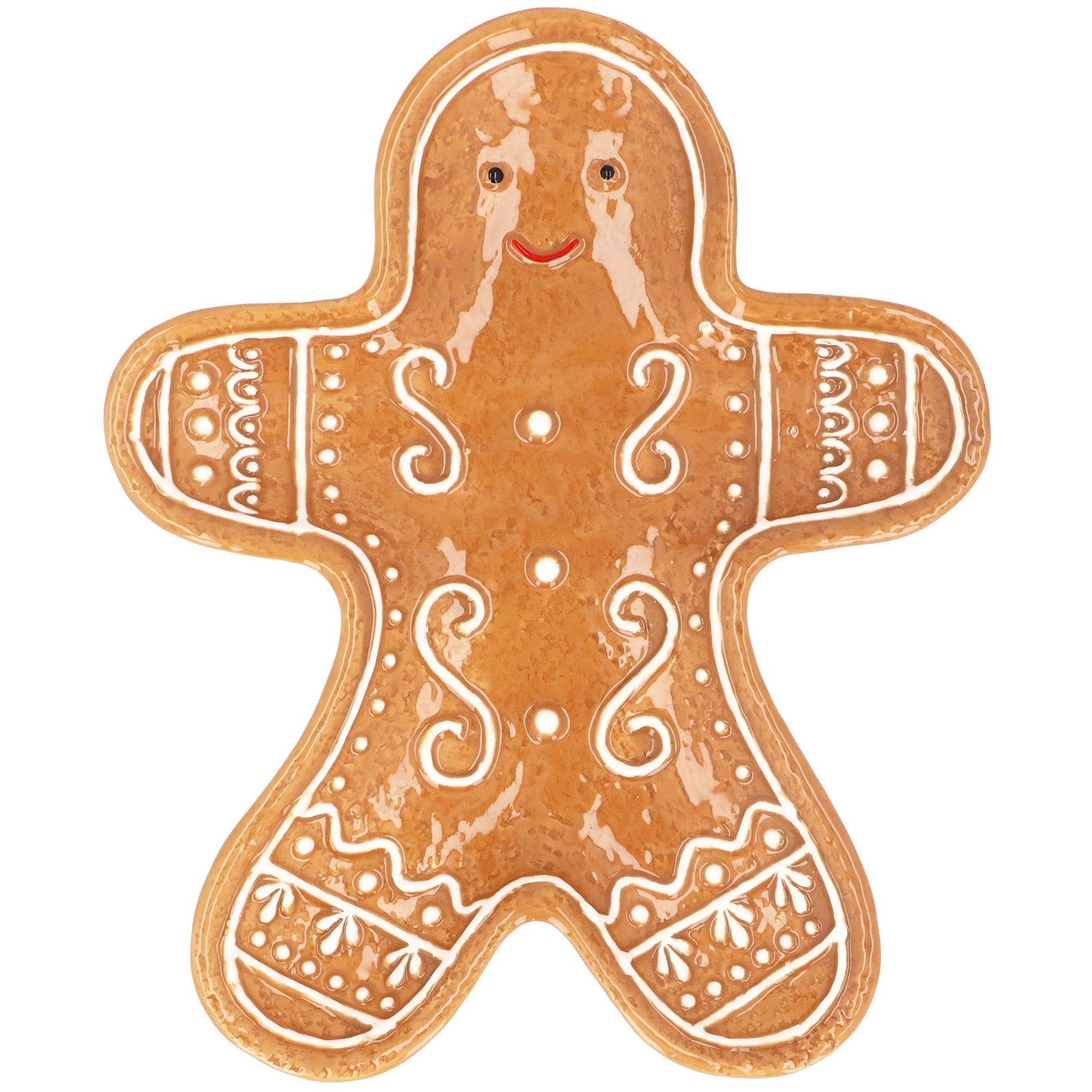 Collecting Seashells | Christmas Decor | Ceramic Gingerbread Man Plate, Sml