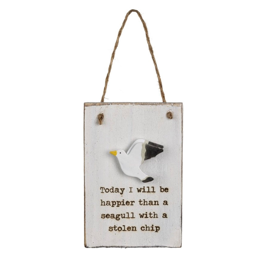 Wooden Seagull Quote Plaque - Mini | Funny Coastal Wall Decor ...