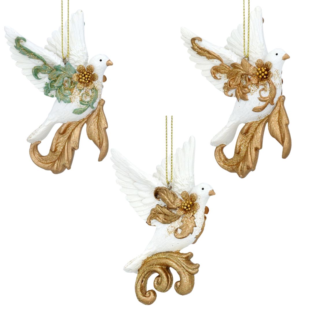 Collecting Seashells | Christmas Decor | Hanging Rococo Flying Dove ...